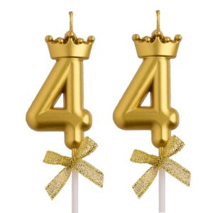 aoolada 44th birthday candles, gold 44 year old number birthday candles, happy birthday cake topper gifts party decorations for men women