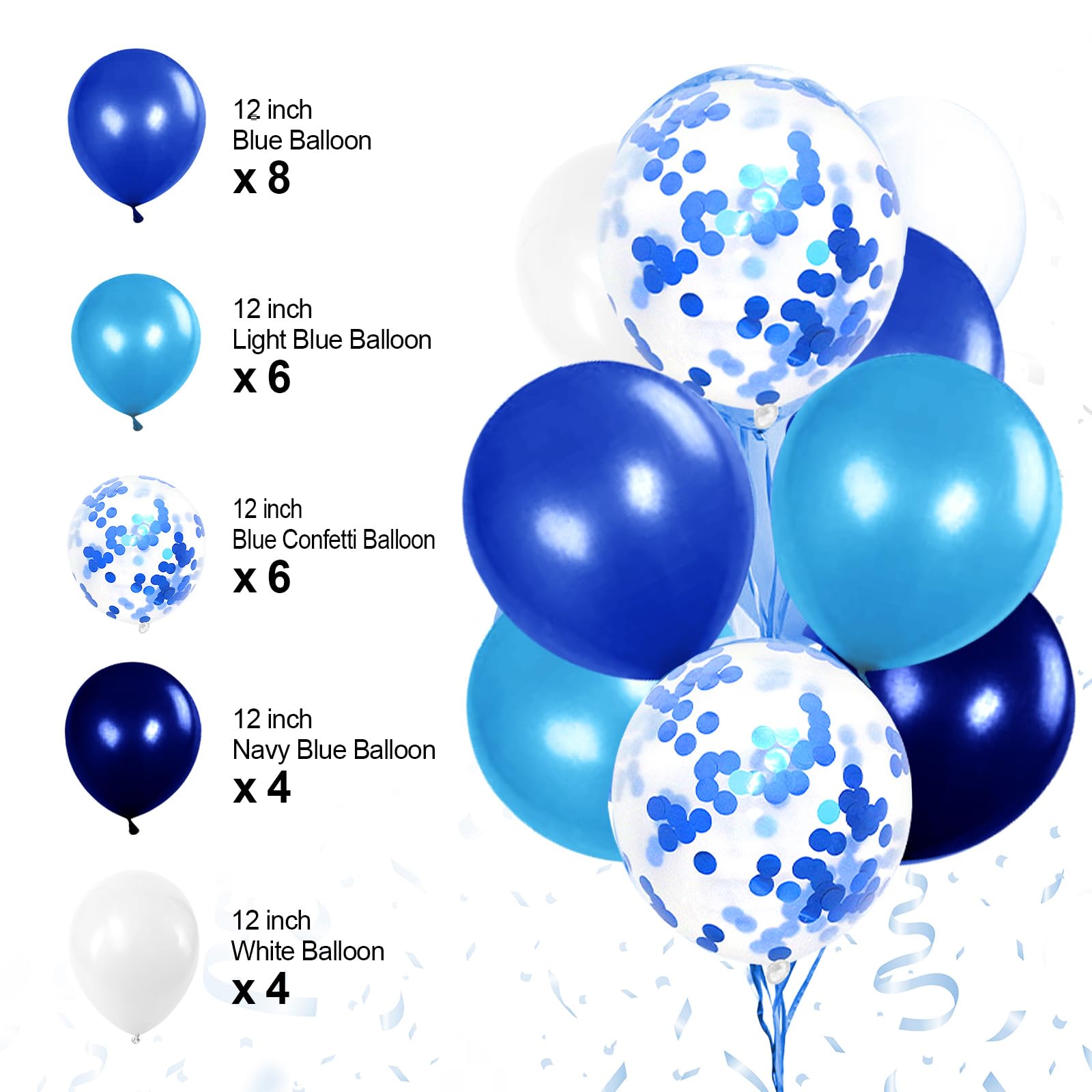 Iysoll Blue Birthday Party Decorations for Boys Men Happy Birthday Banner Balloons Navy Royal Light Blue Pom Poms Foil Curtain Décor Blue Party Decorations for Baby Boy Birthday