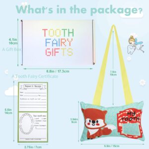 LAPEQQIOJEJ Tooth Fairy Pillow for Girls and Boys|Tooth Fairy Gifts|Tooth Fairy Tooth Holder|Tooth Fairy kit with Receipts