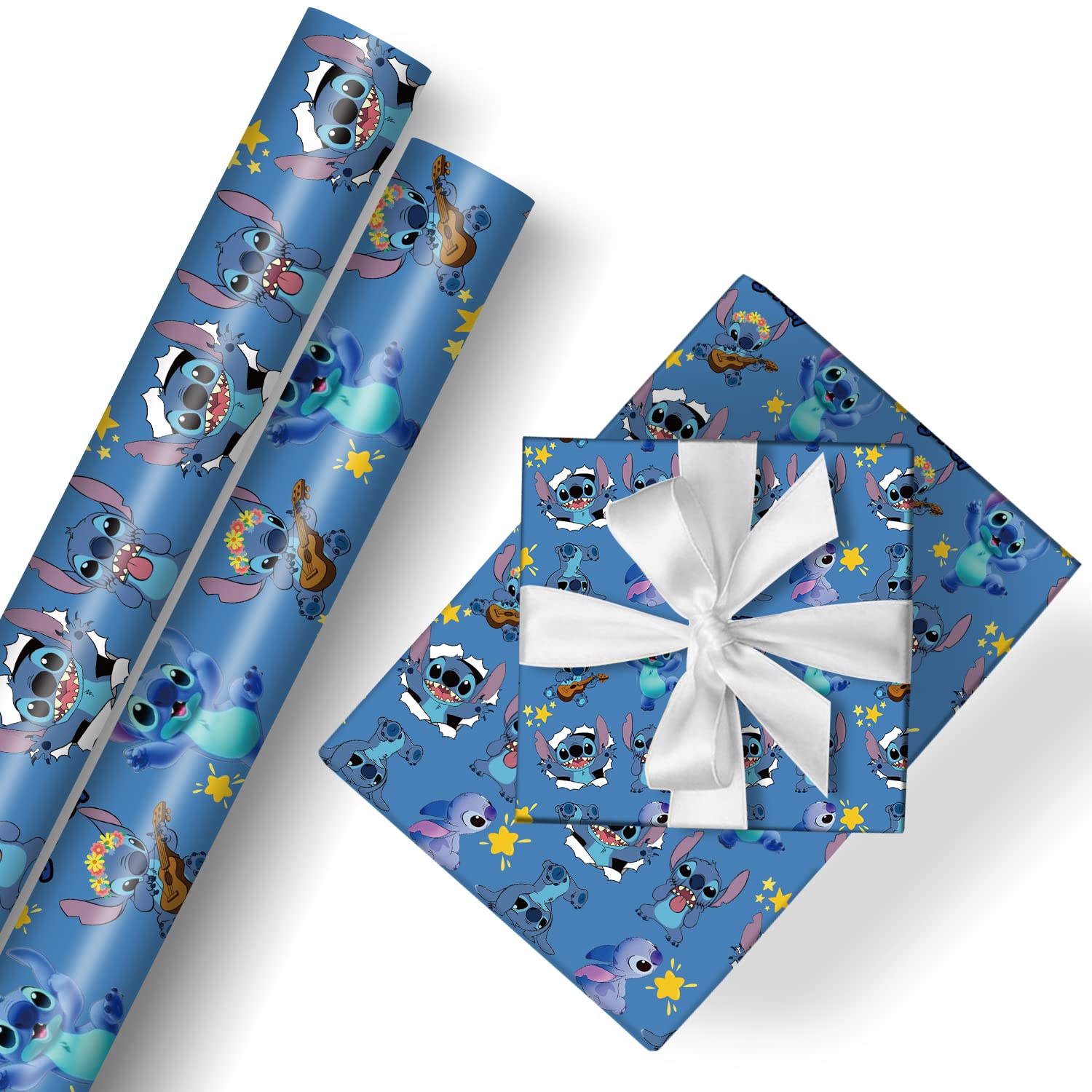 EYQQM Wrapping Paper 2 Roll 17" x 118" Gift Wrapping Paper Durable Mini Roll Surprises Gift Wrap Pack for Kids Birthday, Party Storage Festive Decoration (Blue)