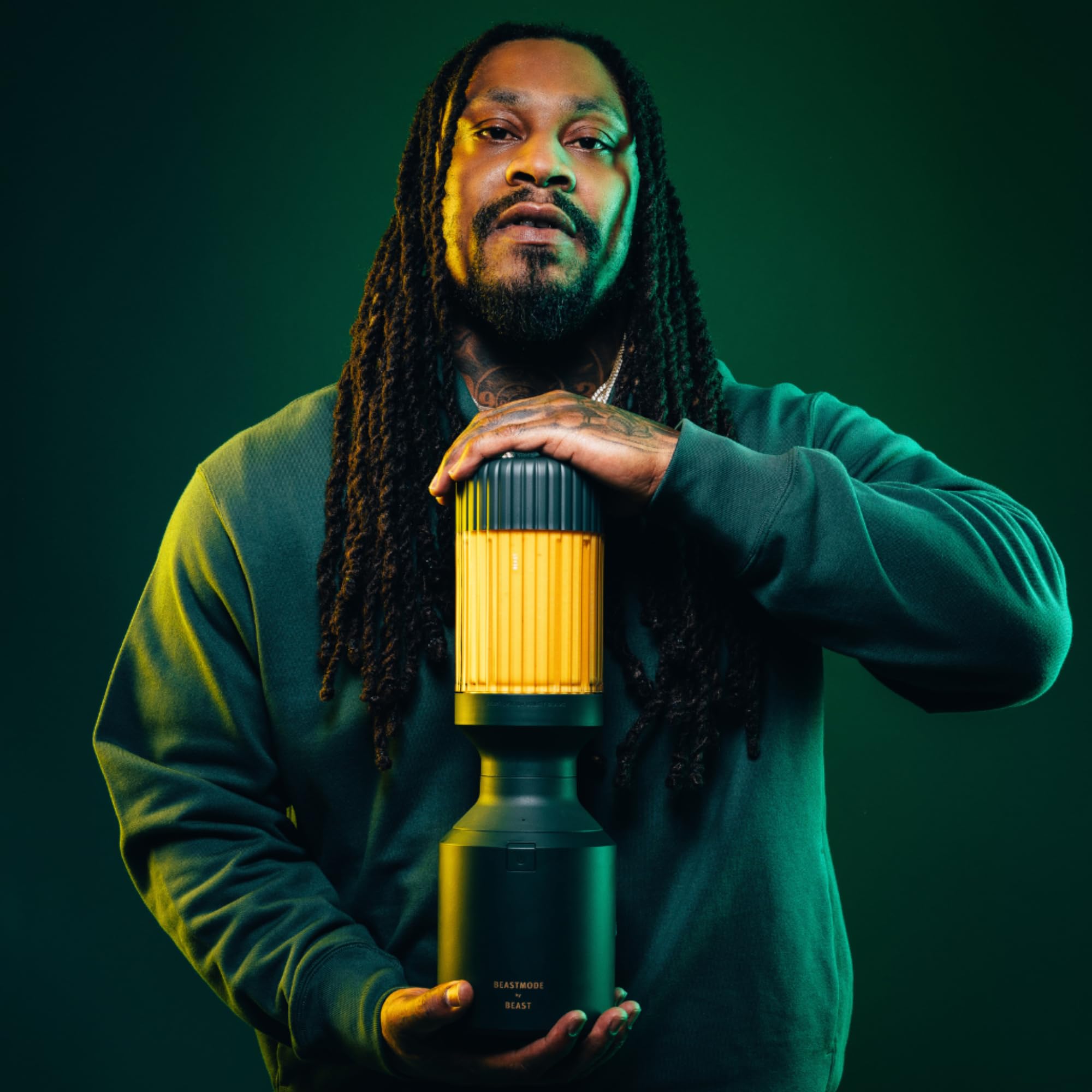 Beastmode by Beast Health Blender | Beast Health x Marshawn Lynch | Blend Smoothies and Shakes, Kitchen Countertop Design, Straw Cap and Straws Included,1200W (Forest Green)