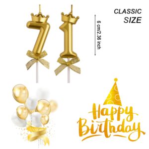 AOOLADA 71st Birthday Candles, Gold 71 Year Old Number Birthday Candles, Happy Birthday Cake Topper Gifts Party Decorations for Men Women