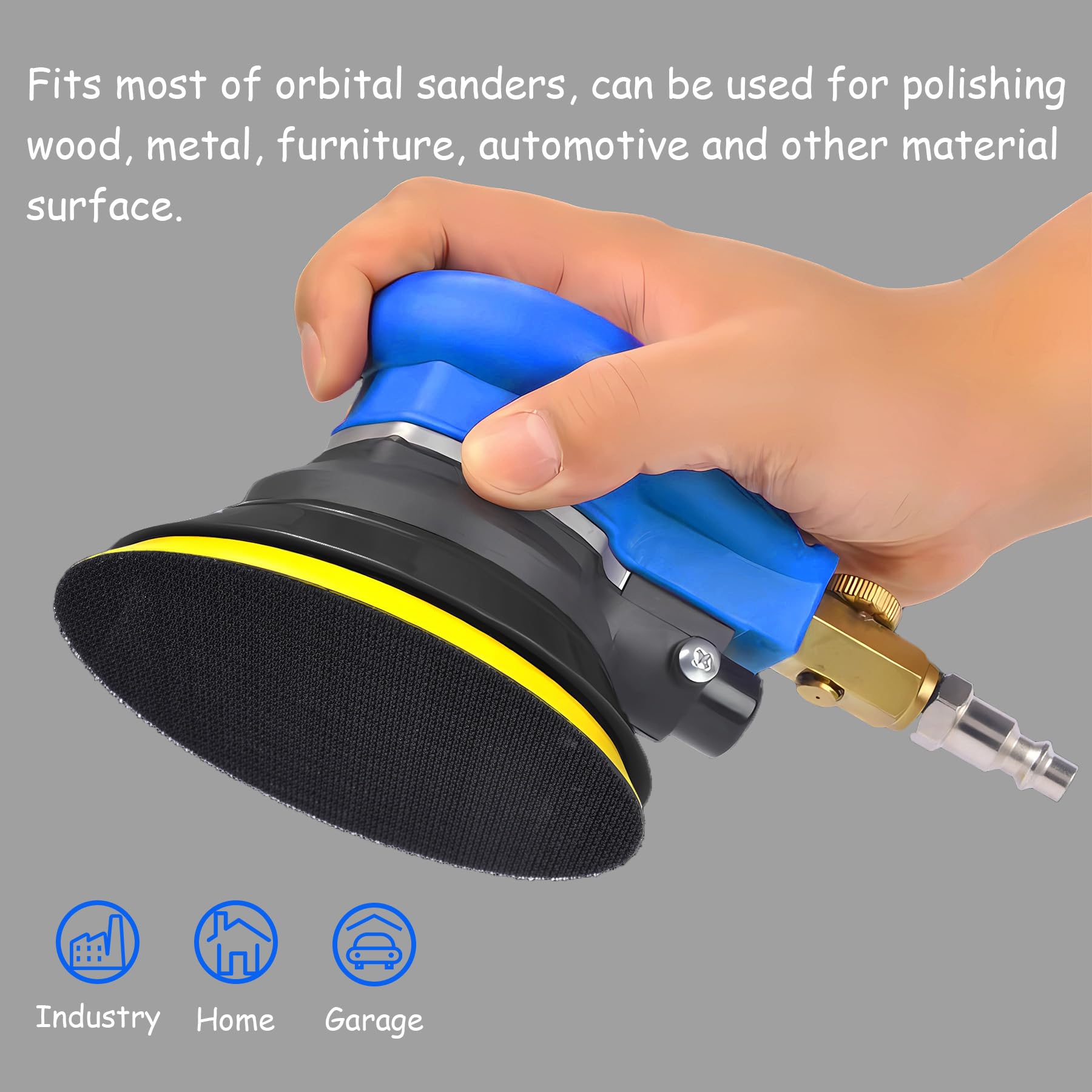 SHININGEYES 1Pcs 5in Hook and Loop Flexible Backing Pad, 5" Sanding Back Pad 5/16" 24 Thread for Air Orbital Sander and Pneumatic Polisher