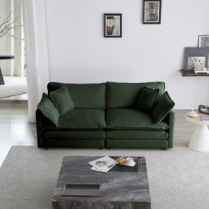 williamspace 76.7" loveseat sofa couch for living room, modern upholstered 2 seat sofa, sectional sofa couch with 4 toss pillows, deep seat loveseat for apartment, chenille fabric (green)