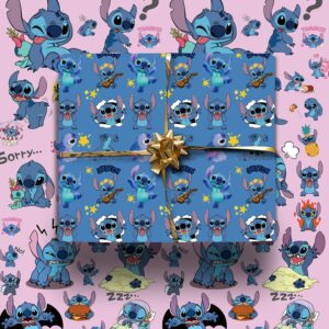 EYQQM Wrapping Paper 2 Roll 17" x 118" Gift Wrapping Paper Durable Mini Roll Surprises Gift Wrap Pack for Kids Birthday, Party Storage Festive Decoration (Pink & Blue)