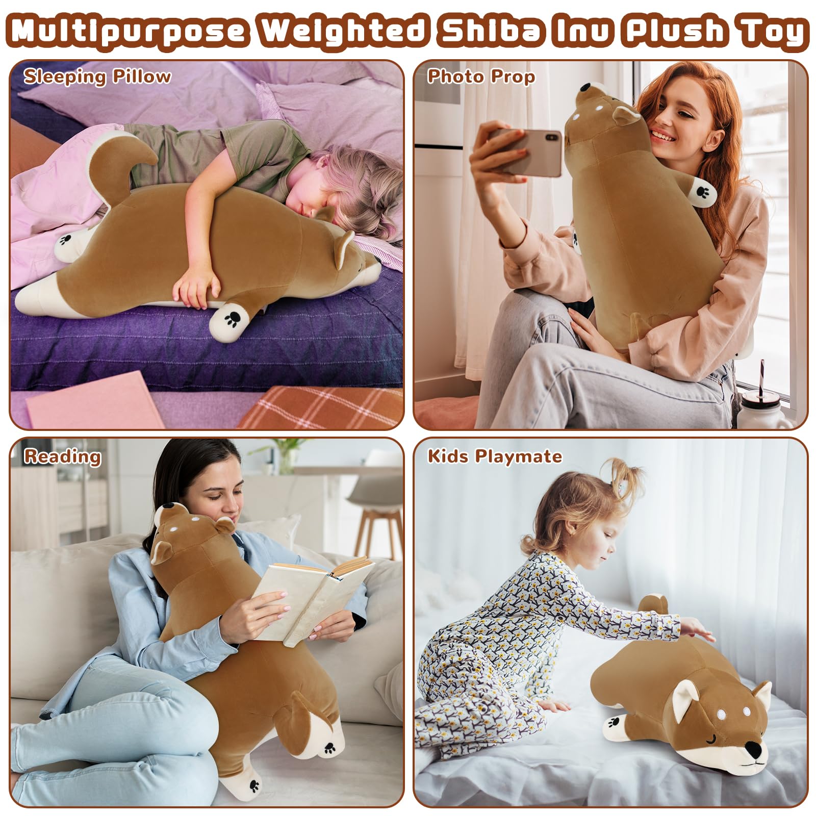 22'' Shiba Inu Plush Corgi Dog Stuffed Animal, Cute Shiba Inu Plushie Stuffed Animals Shiba Inu Plush, Dog Plush Pillow Hugging Pillow Cushion Soft Shiba Plush Toy Big Stuffed Animals