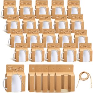 kosiz 36 pcs mug boxes sublimation mugs gift bags christmas mug box gift box with window mug boxes for shipping selling gift packaging box for mugs gift wrapping, brown(for 11oz mug)