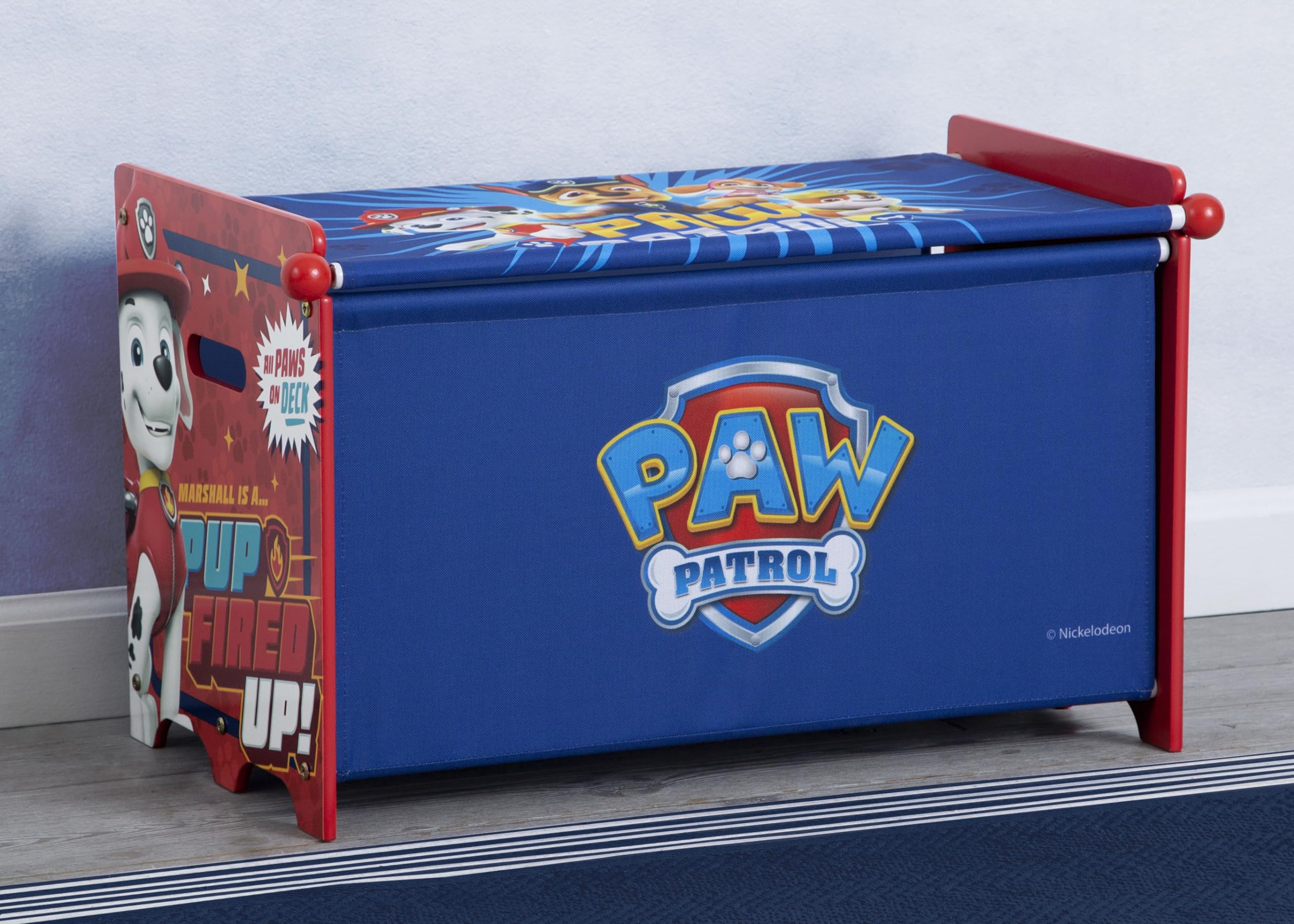 Delta Children PAW Patrol Toy Box Toy Box with Retractable Fabric Top, Blue