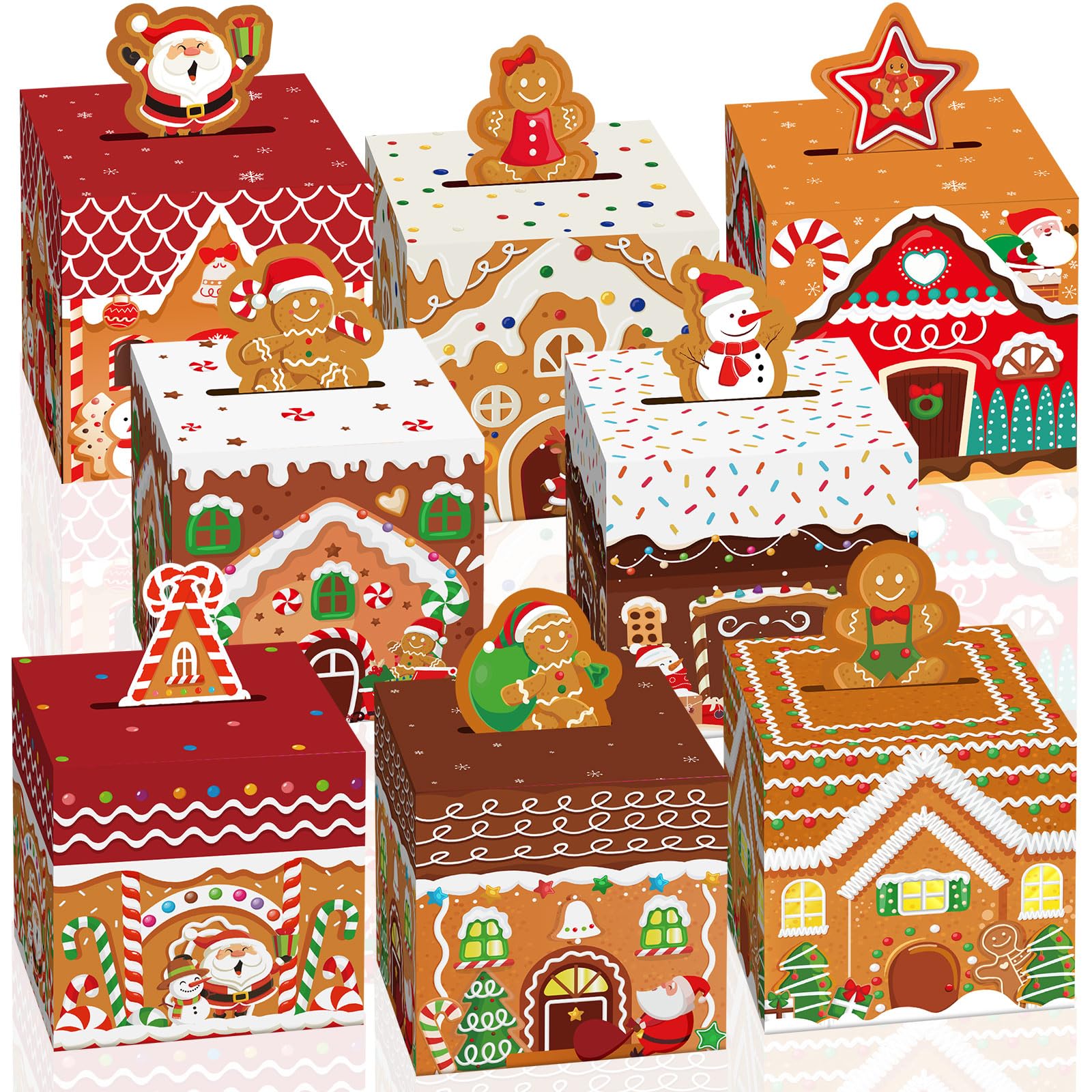 Ziliny 48 Pcs Christmas Gift Boxes 3D Cookie Gift Boxes Cardboard Treat Boxes Party Favors Gift Wrap Boxes for Xmas Party Supplies Christmas Tree Decoration Holiday Party (Gingerbread Style)