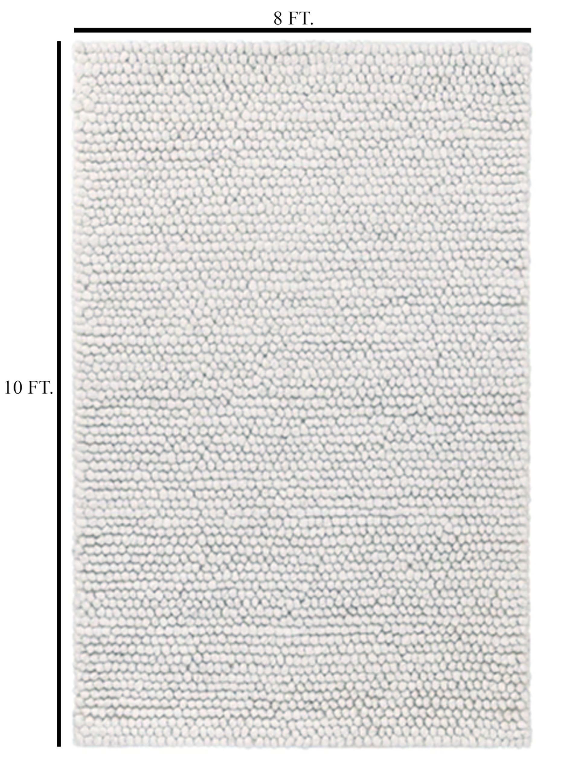 S & L Homes Wool Cotton Hand Woven Chunky Knit Popcorn Rug - Ivory Contemporary Area Rug for Living Room Bedroom (8' x 10' - Ivory)