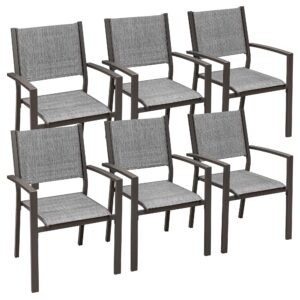 gunji dining chairs set of 6 modern metal dining room chairs stackable kitchen chairs with back (gray)