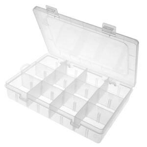 dslsqd bead organizer box, 1 pack 12 grids plastic storage box with 18 removable grids compartments, small plastic jewelry organizer box for beads jewelry earring cosmetics craft tackle pills