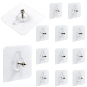 hitefu 20pcs self-adhesive hooks, heavy duty wall hooks for hanging, screw free sticker, waterproof picture hanging hooks seamless screws for wall mount, reusable for kitchen, bathroom, home, office