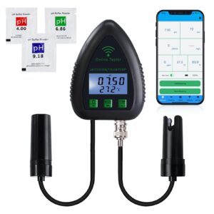 5-in-1 wifi ph monitor, water quality tester, ph/s.g/tds/salt/temperature 24/7 online hydroponic monitoring wifi tester with data logging and alarm for aquarium fish pond saltwater pool