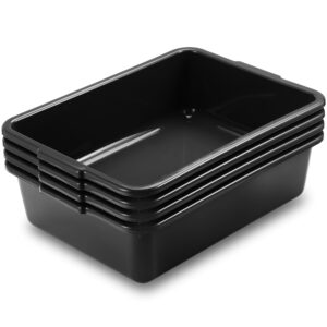 commercial bus tubs/dishwashing tubs, 13l plastic restaurant basin, utility tub/tote box set of 4, black