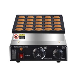 110V US Commercial 25PCS Mini Dutch Pancake Maker,950W Dutch Pancake Baker Machine,Non-stick Dorayaki Maker, Dutch Poffertjes Grill,Stainless Steel, Breakfast, Snacks, Desserts