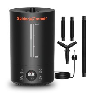 spider farmer 3-in-1 6l humidifier indoor with timer & hose cool mist ultrasonic humidifiers large room with temperature & humidity probe for plant mushroom greenhouse bedroom grow tent top fill black