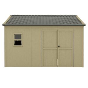 mupater 12 ft x 9 ft outdoor wood shed with metal roof, lean-to storage shed garden furniture tools with lockable door and vents for garden, patio