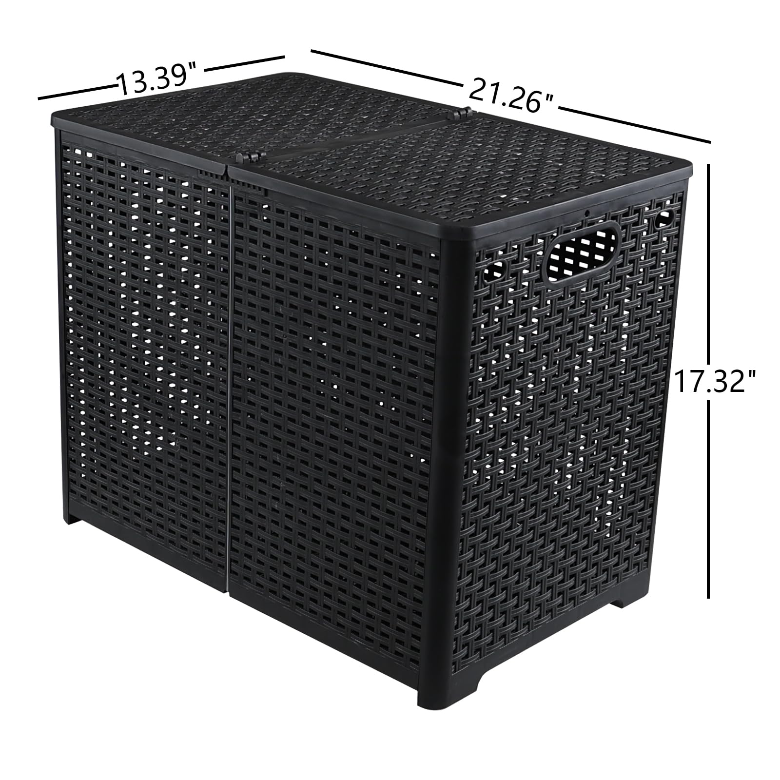 Readsky 2 Sections Plastic Folding Hamper with Lid, Small Plastic Laundry Hamper Separation Basket, Black