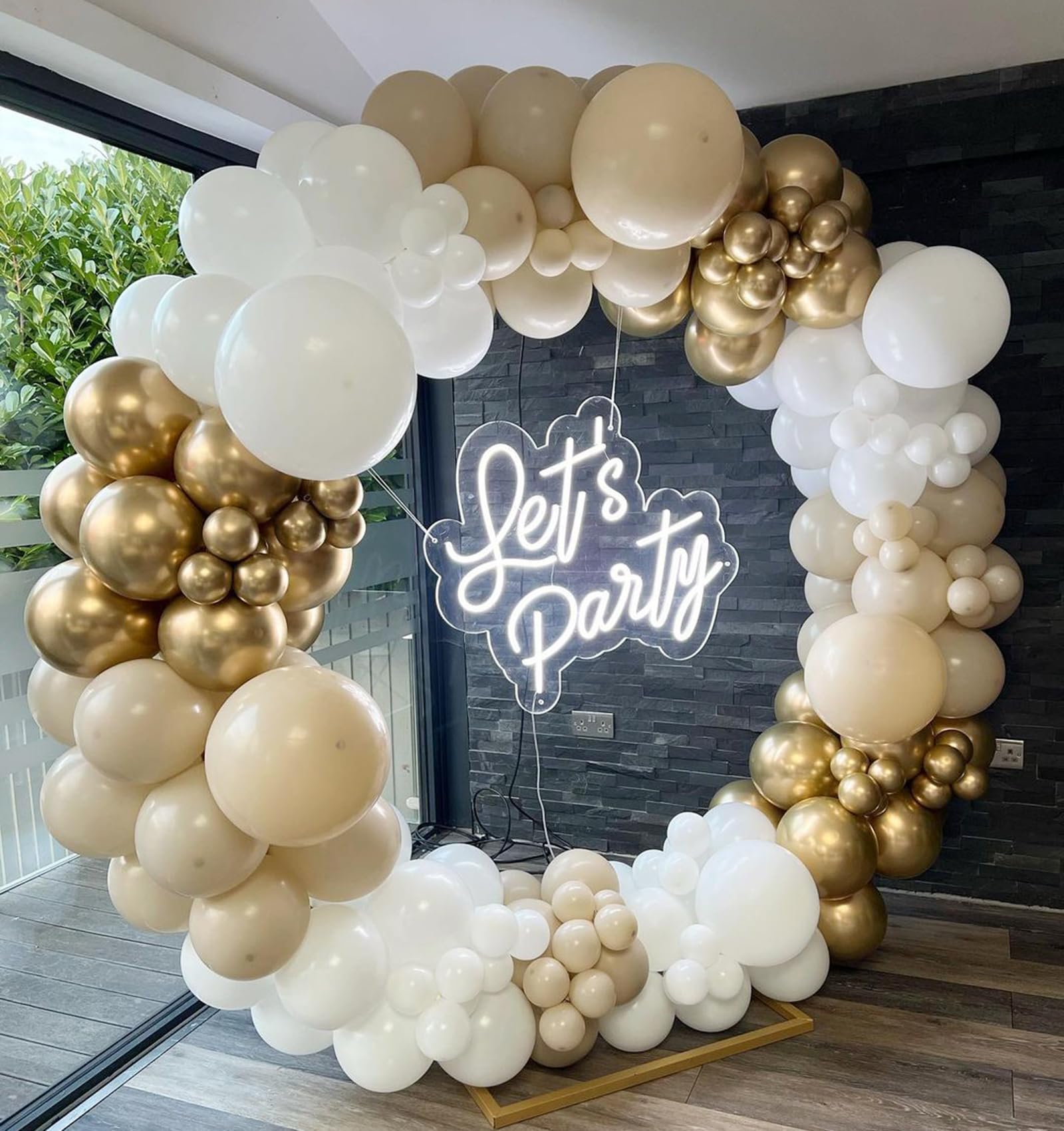 White and Gold Balloon Arch Kit-162PCS Neutral White Sand Balloons for Wedding Christening Baptism Boho Baby Shower Engagement Bridal Shower Birthday Decorations Backdrop