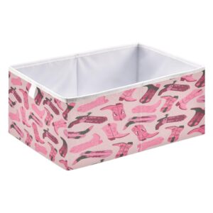 qugrl cowboy cowgirl boots storage bins organizer trendy pink colors foldable clothes storage basket box for shelves closet cabinet office dorm bedroom 15.75 x 10.63 x 6.96 in