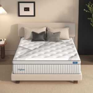 california king mattresses, diglant 14 inch plush hybrid mattress, calking size memory foam mattresses with pocketed coils innerspring, motion isolation & back pain relief, calking mattress in box