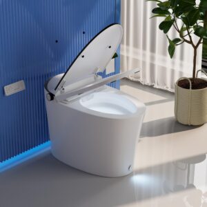 smart toilet, deervalley tankless toilet with bidet built in chair height one piece smart bidet toilet 1.28gpf auto flush,foot kick,blackout flush,remote control modern toilets for bathrooms dv-1s0019