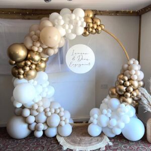 White and Gold Balloon Arch Kit-162PCS Neutral White Sand Balloons for Wedding Christening Baptism Boho Baby Shower Engagement Bridal Shower Birthday Decorations Backdrop