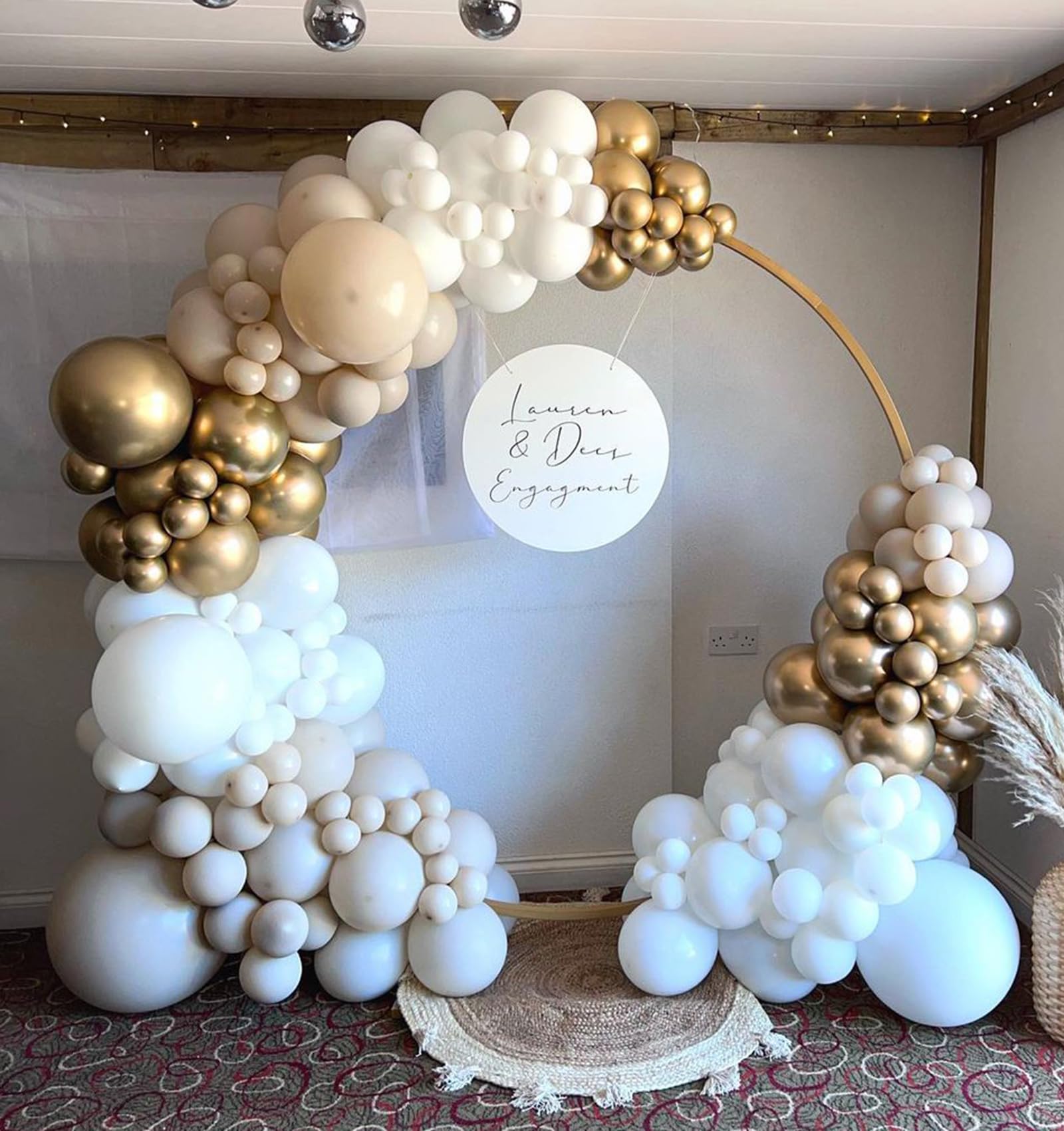 White and Gold Balloon Arch Kit-162PCS Neutral White Sand Balloons for Wedding Christening Baptism Boho Baby Shower Engagement Bridal Shower Birthday Decorations Backdrop