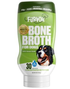 furvor mobility support beef bone broth for dogs | hip & joint support for dogs | glucosamine & amino acid boosted | human grade ingredients | just add water | made in usa, 16 oz