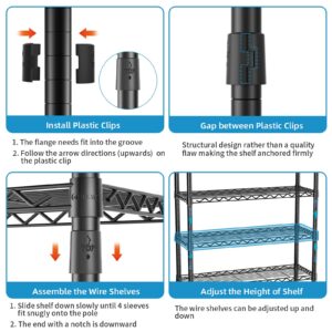 Golpart Over Washer and Dryer Shelves,Heavy Duty Laundry Room Storage Organization Clothes Drying Rack,5 Tier Adjustable Height Wire Shelving and Wire Basket with Hanger Rod&Hook,Space Saving Shelf