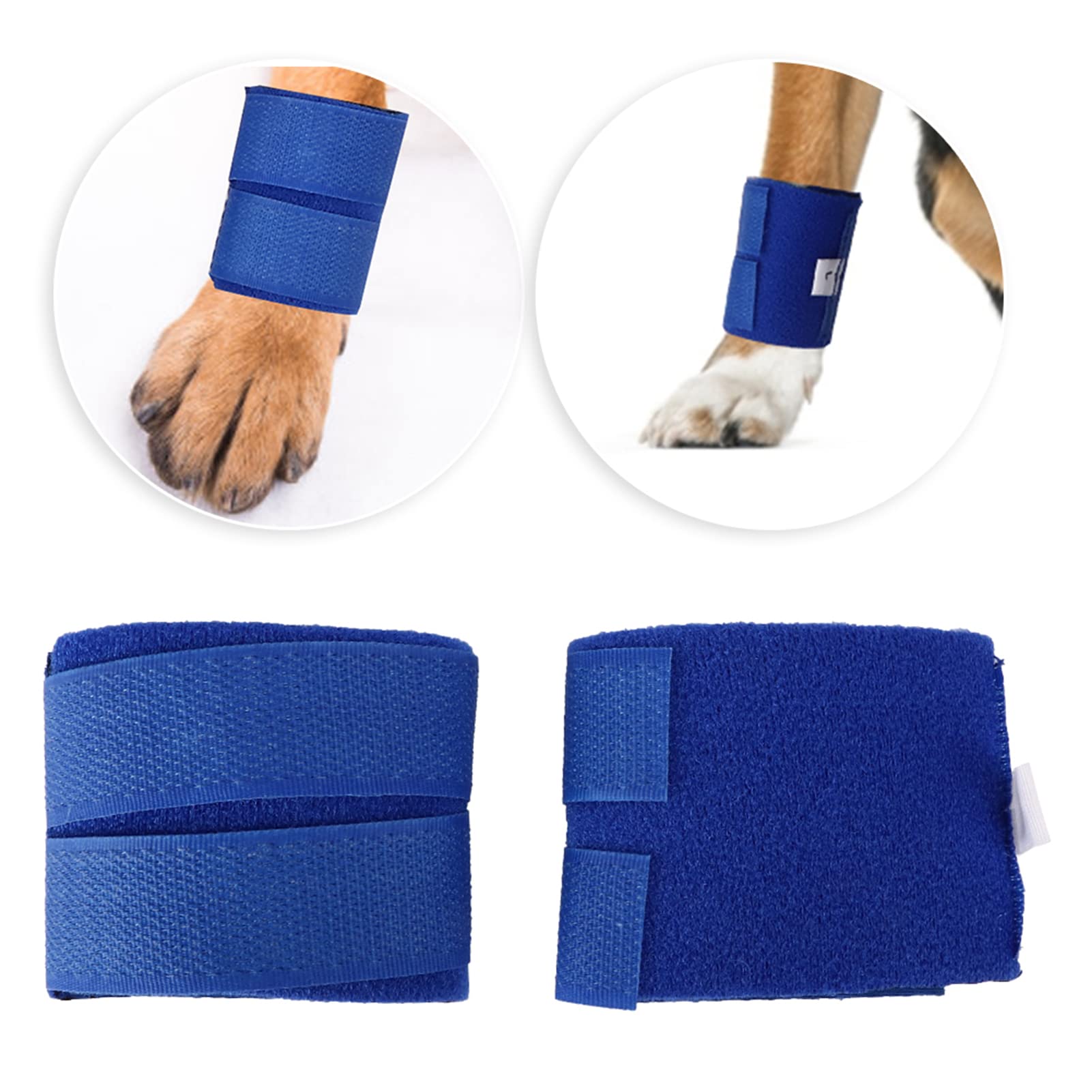 JOROBURO 2PCS Set Pet Kneepad, Blue Polyester Cotton Pet Wrist Guard Knee Protector, Dog Front Leg Braces Carpal Support Pet Wrist Guard for Dogs Injuries Care (Front Legs L ((2