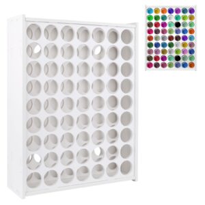 yuionnay craft paint storage-paint rack organizer with 63 holes for miniature paint set - wall-mounted craft paint storage rack - 2oz craft paint holder for apple barrel, folkart