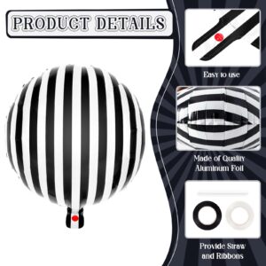 12 Pcs Black and White Striped Balloons,18 Inch Halloween Foil Balloon,Black Striped Checkered Balloons for Birthday Party Baby Shower Halloween Ceremonies Holiday Parties Decorations