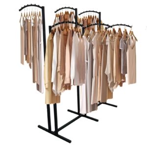 bifciofh 6 way clothing rack, heavy duty metal clothing garment rack with curved arms, 39" -70" clothes organizer for hanging clothes, load 200lbs, (size : 6 way)