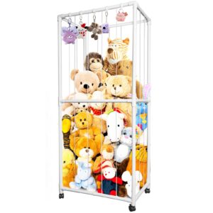 xmbecc stuffed animal storage zoo stuffed animal holder space save vertical stuffed animals storage pvc with elastic band and net for playroom birthday gift for bedroom nursery