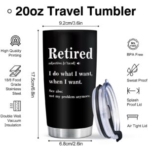 Shqiueos Funny Retirement Gifts for Women Men 20 Oz Retired Tumbler, Happy Retirement Gifts, Best Retirement Gift Idea, Farewell Gifts for Coworkers, Friends, Boss, Teacher Stainless Steel Cup