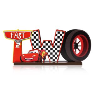 dyhuiyia race two table centerpieces - race car two fast letter sign curious wooden table decoration let’s go racing car party supplies favors for 2nd birthday boys kids baby shower photo booth props