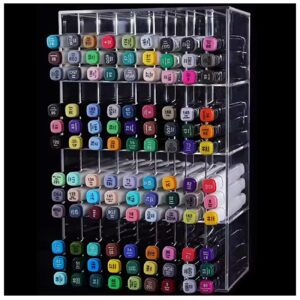 olizee® acrylic transparent marker storage holder art marker storage rack marker storage organizer crayon pen holder marker storage system for desk up to store 144pcs pens