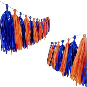 blue and orange tassel garland banner tissue paper tassels for birthdays bridal shower decorations graduation party decorations supplies