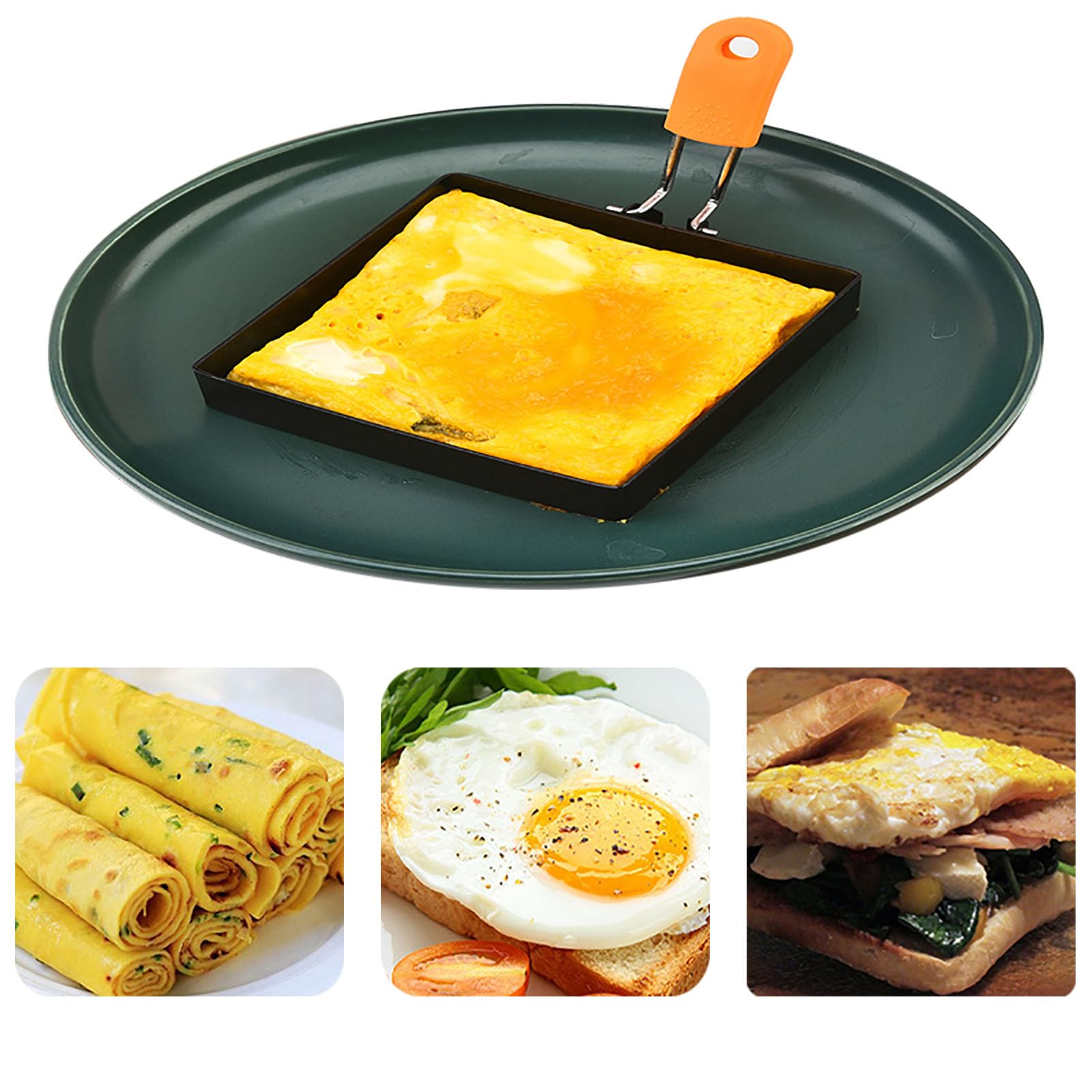 Square Egg Ring for Frying Egg, 2 Pcs 4 Inch Egg Pancake Cooking Rings for Egg Muffins Omelet Maker, Non Stick Stainless Steel Fried Egg Ring Pcake Mold for Griddle Breakfast Sandwiches Crumpet