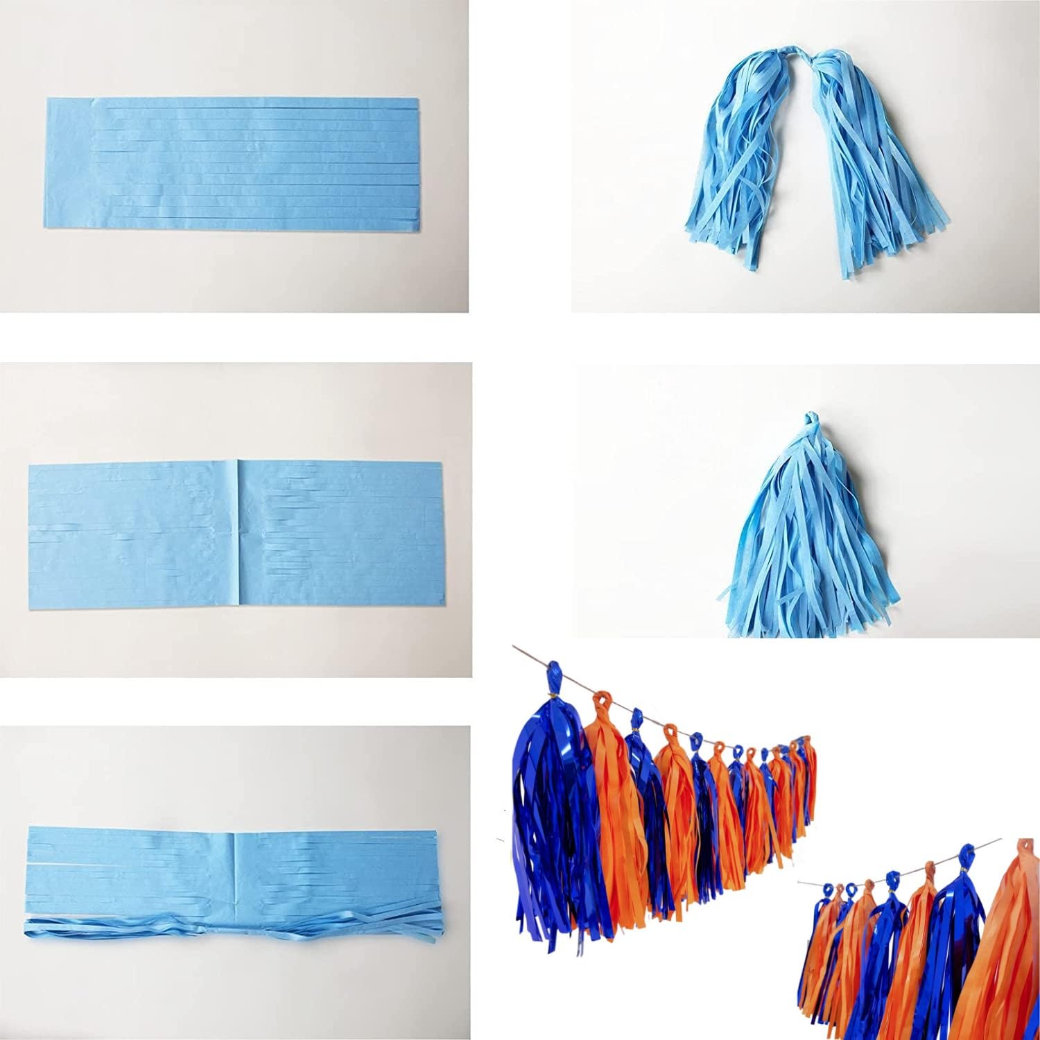 Blue and Orange Tassel Garland Banner Tissue Paper Tassels for Birthdays Bridal Shower Decorations Graduation Party Decorations Supplies