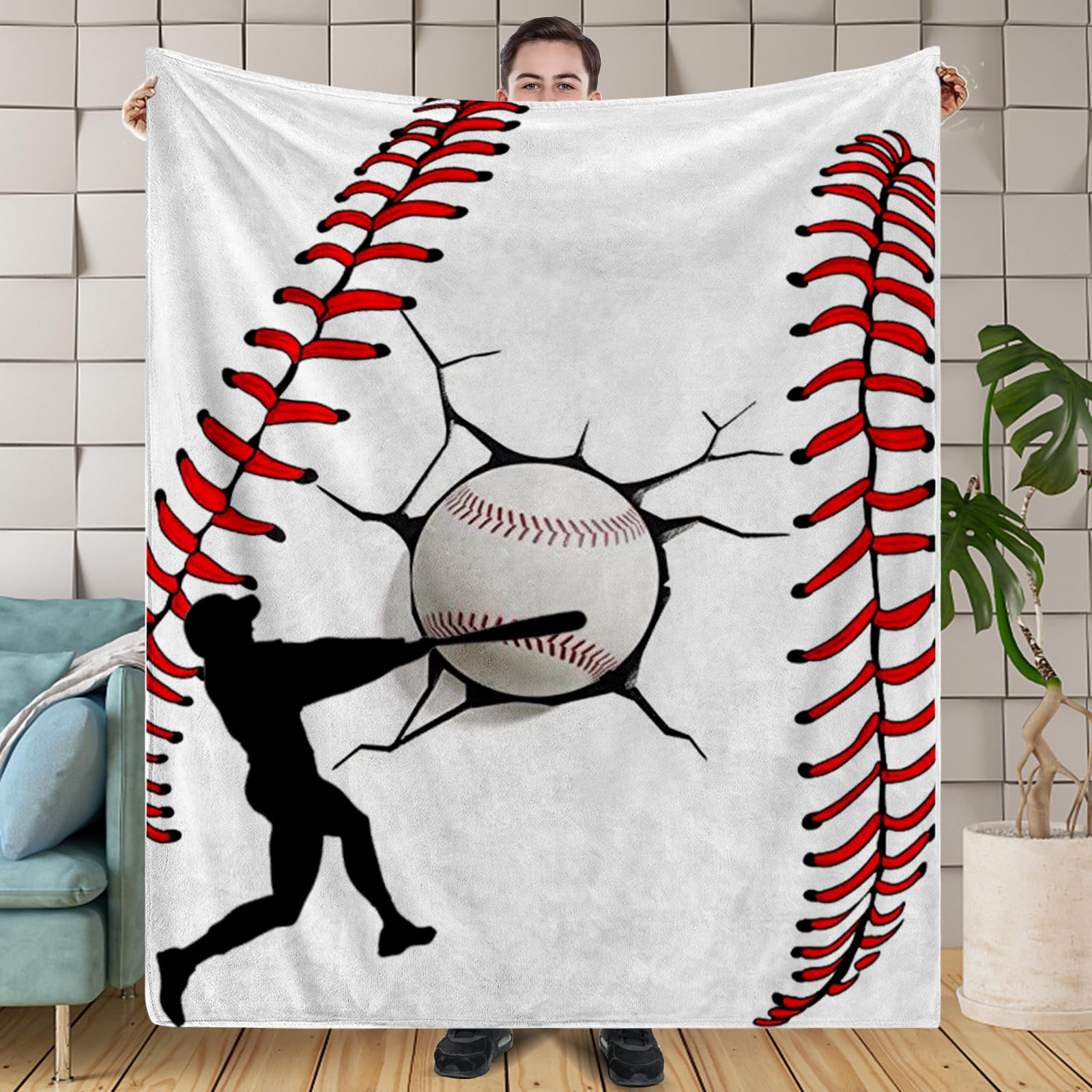 Sofevaim Baseball Blanket, Dad Blanket Baseball Gifts for Boys 8-12, Baseball Stuff, from Son, Birthday Gifts for Son, Blanket for Couch Bed Baseball Room Decor 60"X50"