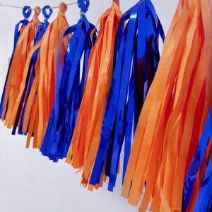 Blue and Orange Tassel Garland Banner Tissue Paper Tassels for Birthdays Bridal Shower Decorations Graduation Party Decorations Supplies