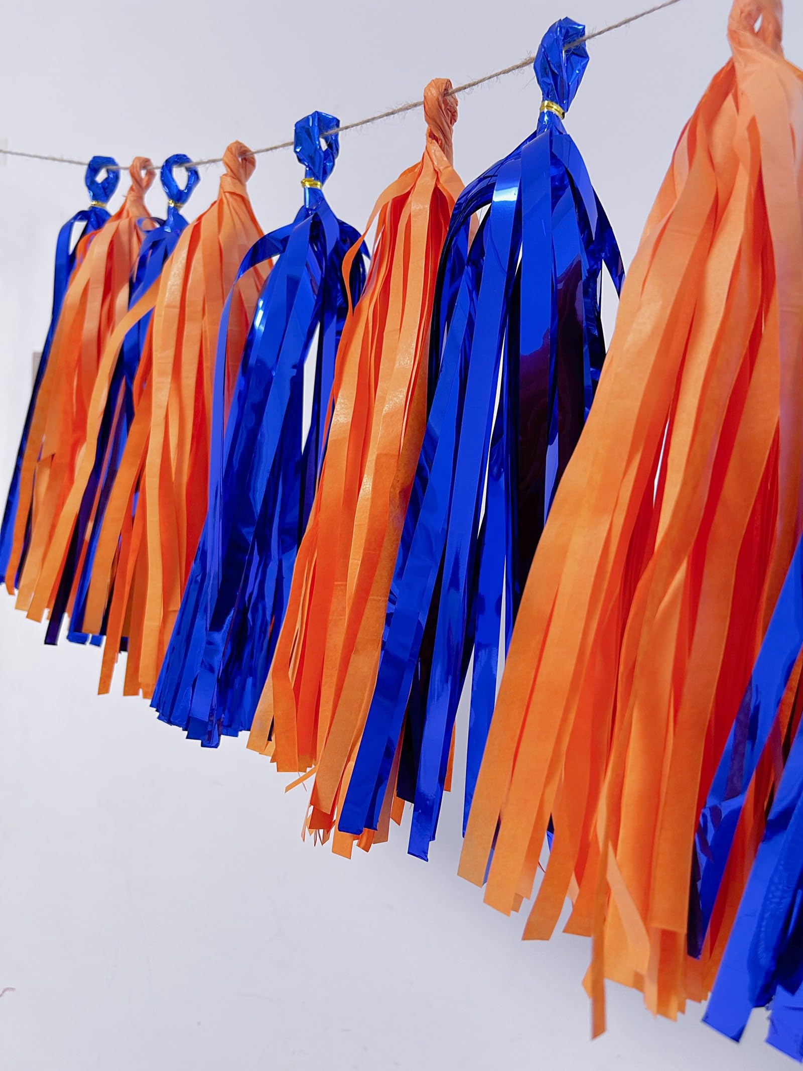 Blue and Orange Tassel Garland Banner Tissue Paper Tassels for Birthdays Bridal Shower Decorations Graduation Party Decorations Supplies