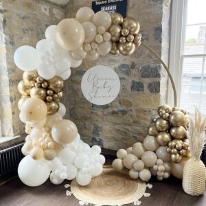 white and gold balloon arch kit-162pcs neutral white sand balloons for wedding christening baptism boho baby shower engagement bridal shower birthday decorations backdrop