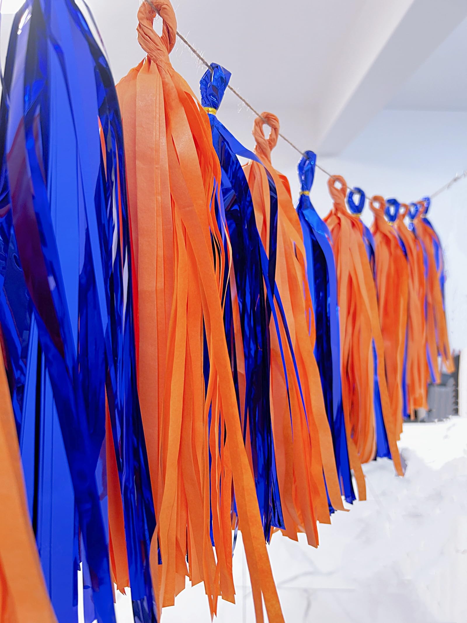 Blue and Orange Tassel Garland Banner Tissue Paper Tassels for Birthdays Bridal Shower Decorations Graduation Party Decorations Supplies