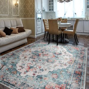 neocozy 5x8 vintage rug,washable rug, antique collection area rug, stain resistant rugs for living room bedroom dining room