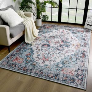 NEOCOZY 5x8 Vintage Rug,Washable Rug, Antique Collection Area Rug, Stain Resistant Rugs for Living Room Bedroom Dining Room