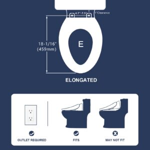 ZMJH Elongated Bidet Toilet Seat, Electric Smart Heated Seat with Slow Closes, Warm Water, Vortex Wash, Warm Dryer, Rear and Front Wash, Remote Control, White, 210S